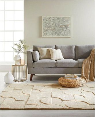 Flair Rugs Flair Rugs - Tapis géométrique en laine design rectangle Gigi Beige 120x170