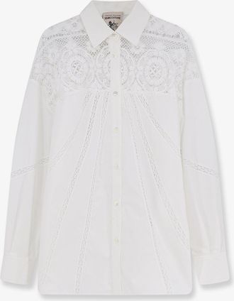 Semicouture Cotton shirt with lace inserts - SEMICOUTURE - gender_Woman