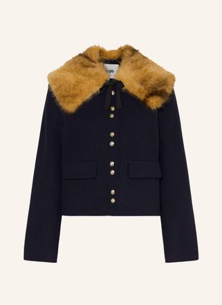 Maje Kastenjacke Mit Abnehmbarem Kunstfell blau