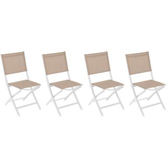 Hesperide Lot de 4 chaises de jardin en aluminium pliables Lin et Blanc Essentia - Hesp&eacute;ride