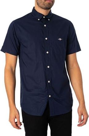 GANT REG Poplin SS Shirt Chemise Manches Courtes en Popeline Regular, Marine, XL Homme