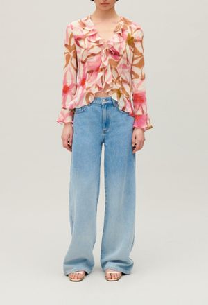 Claudie Pierlot Chemisier soie imprim&eacute; aquarelle