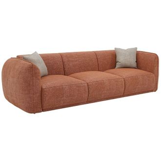 Vente-Unique Canap&eacute; 3 places en tissu chenille terracotta JUNETI