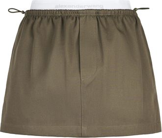 Alexander Wang Femme, Jupes, Vert, Taille: 38 FR Mid Rise Mini Logo Elastic Skirt