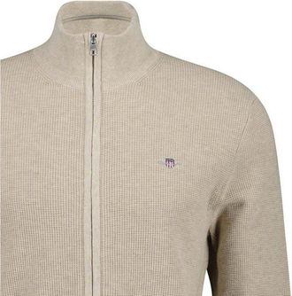 GANT Sweatshirt Herren Strickjacke 1er Pack Baumwolle WAFFLE KNIT ZIP CARDIGAN (Packung, 1er Pack)