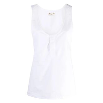 Saint Laurent Henley Tank Top - - Tops - Damen - Wei&szlig; - S