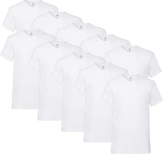 Fruit Of The Loom 10 T Shirts V-Neck M L XL XXL 3XL 4XL 5XL V-Ausschnitt Diverse Farben -HL-Kauf (3XL, 10x Weiss + 1 HLKauf Block)