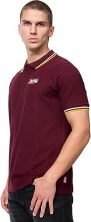 Lonsdale Velton Polo, Oxblood/Jaune/Blanc, M Homme, 117462