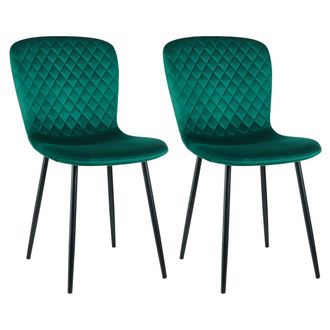 Ainpecca Esszimmerst&uuml;hle 2er Set Essst&uuml;hle Samt Gepolsterte K&uuml;chenst&uuml;hle mit R&uuml;ckenlehne, Stahlbeine im skandinavischen Design f&uuml;r Esszimmer, K&uuml;che(2, Gr&uuml;n)