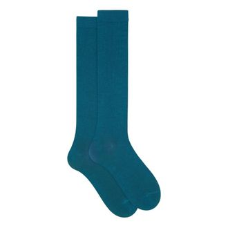 Gallo Gallo, Homme, Sous-vêtements, Bleu, Taille: M Chaussettes longues bleues unies en coton pour hommes