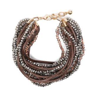 Antonelli Femme, Accessoires, Brun, Taille: ONE Size Joshua Beaded Leather Bracelet