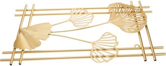 Lurrose Schwarze Metallplakette Mit Ginkgoblatt-Ornamenten Wanddeko Aus Metall F&uuml;r Wohnzimmer Schlafzimmer Esszimmer Blattf&ouml;rmige Metallornamente Eisenskulptu