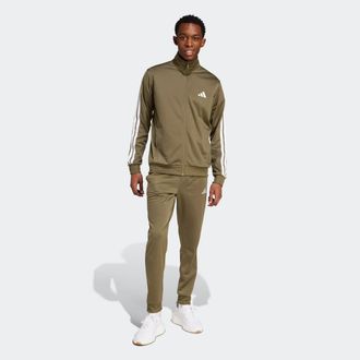 adidas Trainingsanzug ADIDAS SPORTSWEAR DAYREADY, Herren, Gr. M, olive strata, wei&szlig;, Interlock, Obermaterial: 100% Polyester, Sportanz&uuml;ge Trainingsanzug, f&uuml;r