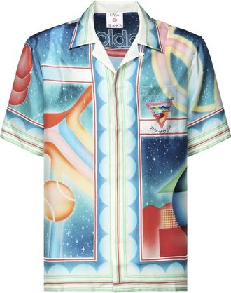 Casablanca Homme, Chemises, Multicolore, Taille: M Chemise en soie imprim&eacute;e col cubain