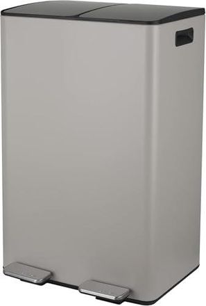 Spirella Poubelle Tri Sélectif Cuisine Capacité 60L (2x30L) à Pédale - Modèle Aliya - Acier INOX Brossé - Couvercle Soft-Close - Seaux Amovibles - Poignées Lat