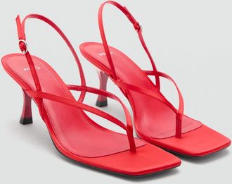Mango Sandales &agrave; lani&egrave;res et talon rouge - Femme - 35 - MANGO