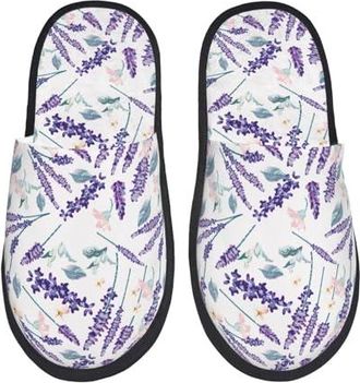 Generic Pantoufles Imprim&eacute; de fleurs de lavande Unisex Chaussons dint&eacute;rieur Classiques &eacute;l&eacute;gant Maison Pantoufles Adulte Ext&eacute;rieur L