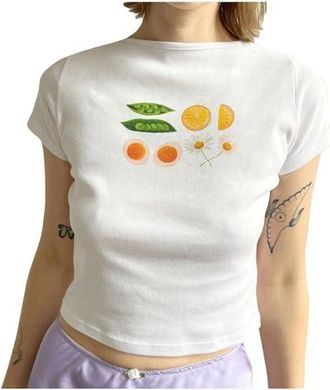 Generic Hauts courts tendance pour femmes, T-shirts d&eacute;t&eacute; d&eacute;contract&eacute;s confortables 2025 &agrave; col rond, demi-chemises amples, pour sortir, graphique, &eacute;t&eacute;, tendanc