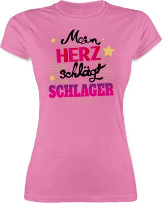 Shirtracer Shirt Damen - Party - Mein Herz schl&auml;gt Schlager Outfit Schlagerparty I - XXL - Rosa - Music Shirts schlagerfan Tshirt schlagernacht im Herzen Funshir