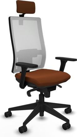 Piqueras y Crespo Ergonomischer Stuhl, Beige, mit 3D-Armlehnen, h&ouml;henverstellbare Lendenwirbelst&uuml;tze und h&ouml;henverstellbares Kopfteil, 5 Positionen, Wei&szlig; / Braun