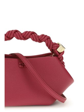 Ganni Womens Handbag Bou Grained Leather Persian Red Recycled Polyester Shoulder Bags