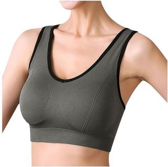 Generic 2026 Soutien-gorge pour femme sans monture pour yoga, course &agrave; pied, sous-v&ecirc;tements de sport avec coussinets, gris, XL