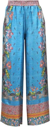 Pierre-Louis Mascia Femme, Pantalons, Multicolore, Taille: 42 FR Pantalon en soie &agrave; imprim&eacute; floral