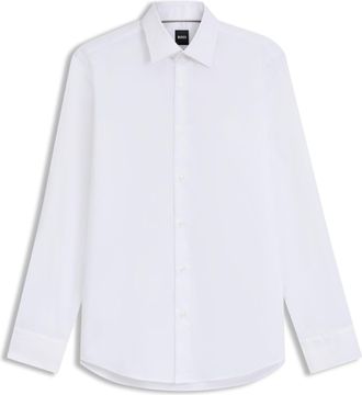 BOSS Herren H-JOE-C1-214 Regular-Fit Hemd aus b&uuml;gelleichter Baumwoll-Popeline Wei&szlig; 43