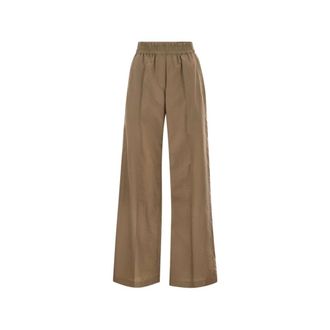 Brunello Cucinelli Femme, Pantalons, Brun, Taille: 46 FR Wide Pantalons