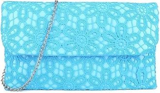 Girly HandBags Femme Pochette enveloppe en dentelle pour femme, sac de soirée pour mariages, occasions spéciales Bleu clair