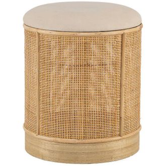 Nordlys Nordlys - Pouf en bois et velours 35x35x44 cm - Hauteur dassise 44 cm - Tissu certifi&eacute; OEKO-TEX - Capacit&eacute; 120 kg - Confort optimal