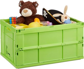Relaxdays Profi Klappbox, stabil, Gewerbe, hochwertiger Kunststoff, Qualität, 60L, Kiste, HBT 31,5 x 58,5 x 40 cm, grün