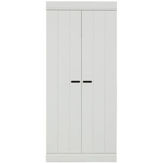 Woood Connect Kleiderschrank 2 T&uuml;rig, Niedriger Garderobenschrank aus Kiefer und Melamin mit Schublade Connect-Schrankwand - Wei&szlig; - 175x77x56 cm