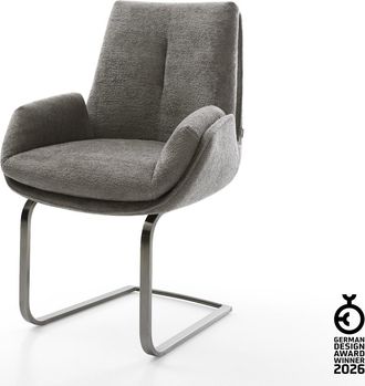 DELIFE Freischwinger Clea-Flex Boucl&eacute; Soft Schlamm Freischwinger flach Graphit, Esszimmerst&uuml;hle