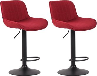Clp 2er Set Barhocker Lentini Stoff I Thekenhocker H&ouml;henverstellbar I Barst&uuml;hle Mit Fu&szlig;st&uuml;tze I 360&deg; Drehbar I Tresenst&uuml;hle Mit Trompetenfu&szlig;, Farbe:rot, G