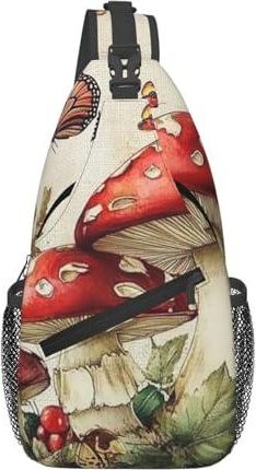 Generic Sac &agrave; dos &agrave; bandouli&egrave;re pour homme, motif champignons et papillons, sac &agrave; dos de randonn&eacute;e pour homme
