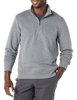 Generic Pull en polaire &agrave; fermeture &eacute;clair quart pour homme - Pull &agrave; manches longues et fermeture &eacute;clair quart - Sweat-shirt en polaire pour homme - Col monta