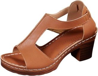 Generic Sandales &agrave; talon &eacute;pais pour femme 2026, sandales orthop&eacute;diques &agrave; bout ouvert avec bride en T et bride arri&egrave;re &agrave; enfiler - Soutien de la vo&ucirc;te plantair