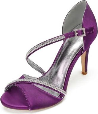 Generic Femmes Mode Bout Ouvert Chaussures De Mari&eacute;e Sandales Stylet Et&eacute; Talon Mariage Soir&eacute;e Chaussures Femmes 10.5Cm,Violet,39 EU