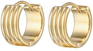 Elli Boucles dOreilles Femmes Créoles Rainures Texture Chunky Couleur Or