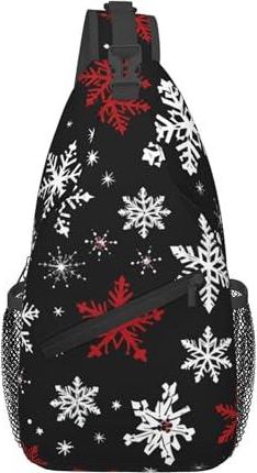Generic Sacoche Homme Bandouliere Galaxie de No&euml;l Flocon de Neige R&eacute;glable Sling Sac &agrave; Bandouli&egrave;re Multifonction Crossbody Bag pour Homme &eacute;cole Camping