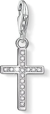 Thomas Sabo Femmes-Pendentif charm Croix Charm Club Argent Sterling 925 Oxyde de Zirconium blanc 0049-051-14