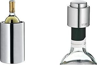WMF Clever&More Sekt-Weinkühler Edelstahl 19,5 cm, Flaschenkühler doppelwandig, hält länger kühl & Clever&More Weinverschluss mit Aufschrift, Wein- Flasch