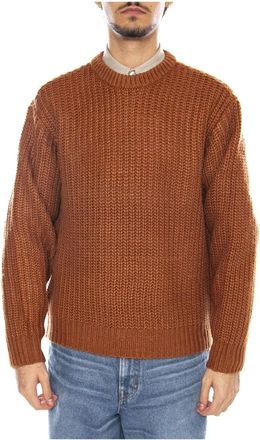 Obey Homme, Pulls, Brun, Taille: XL Pull ras du cou avec texture point anglais