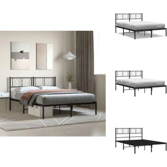 vidaXL Bettgestell mit Kopfteil Metall Schwarz 140x200 cm - Bettgestell - Metallbett - Doppelbett - Boxspringbetten - Schlafraum