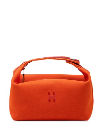 Herm&egrave;s 2021-2025 gro&szlig;e Toile Bride A Brac Kosmetiktasche - Orange
