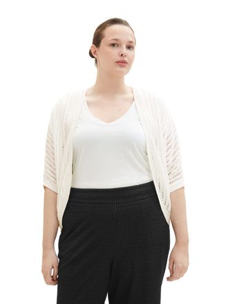Tom Tailor Damen 1038554 Plussize Bolero Strickjacke, 10315-Whisper White, 48