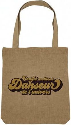 Fabulous Sac Shopping Tote Bag Aspect Lin - Certifi&eacute; meilleur Danseur de lunivers Samba Salsa Classique Jazz - Sac de Courses Toile Epaisse 360g Beige Naturel 