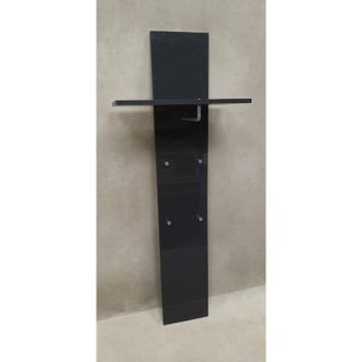 Dmora Vertikale Garderobe, Made in Italy, mit Regal und 4 Haken, Möbel für Flur, Moderner Eingang, cm 50x27h140, Farbe Anthrazit glänzend - Dmora