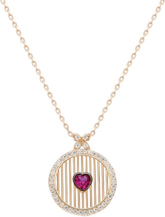 Dkeniz Dkeniz Anh&auml;nger mit Kette Herz 925/- Sterling Silber vergoldet rot Zirkonia Wei&szlig;